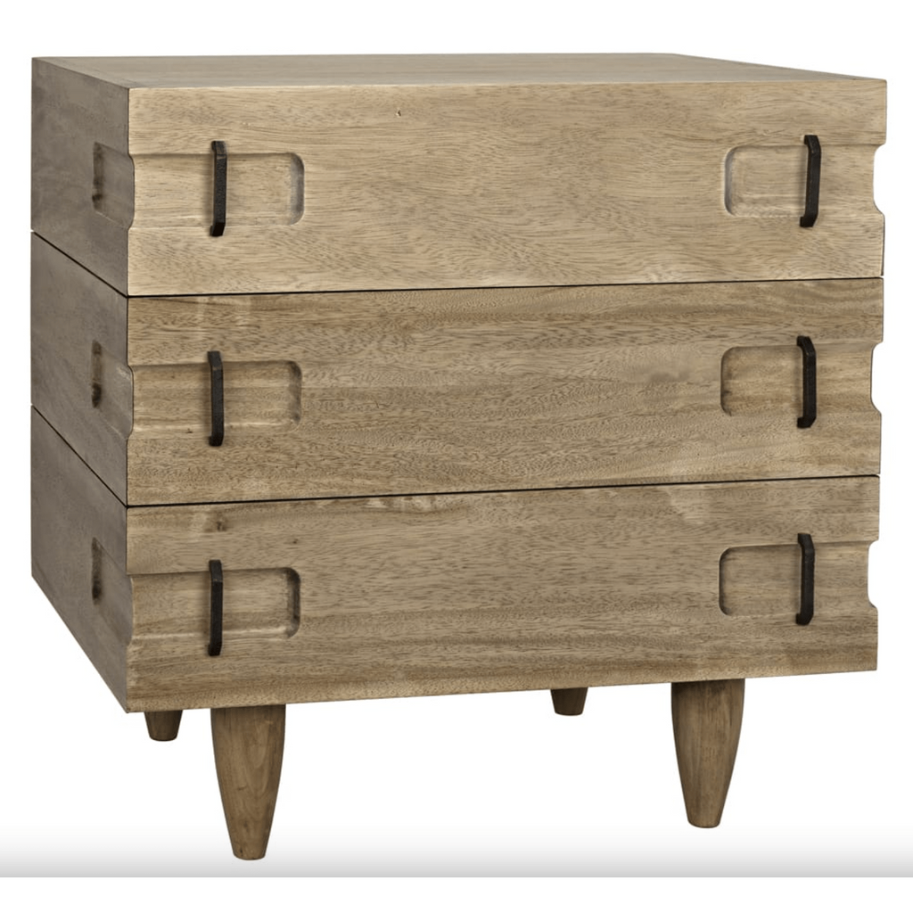 David Side Table in Washed and Dark Walnut Finishes – Bone & Brass